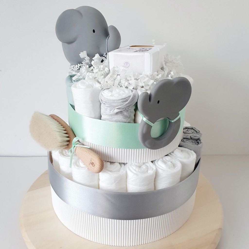 Plienková torta-sloník 117€ - OhBaby - Plienkové torty pre dievčatá a ...